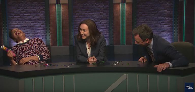 Point, Counterpoint, break into laughter on Late Night with Seth Meyers ...