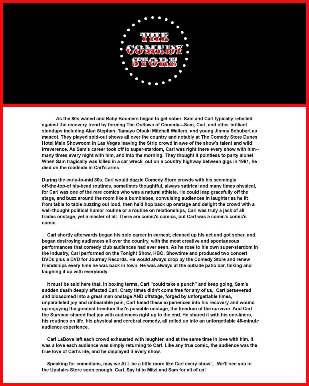 R.I.P. Carl LaBove – The Comic's Comic